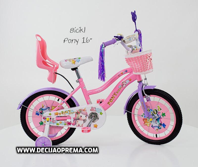 Bicikl Pony 16″ za decu Pink Purple