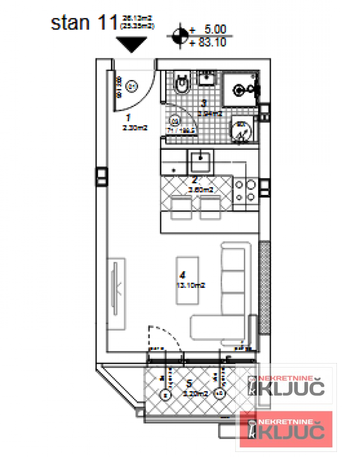 TELEP, 25m2, Garsonjera sa pdv