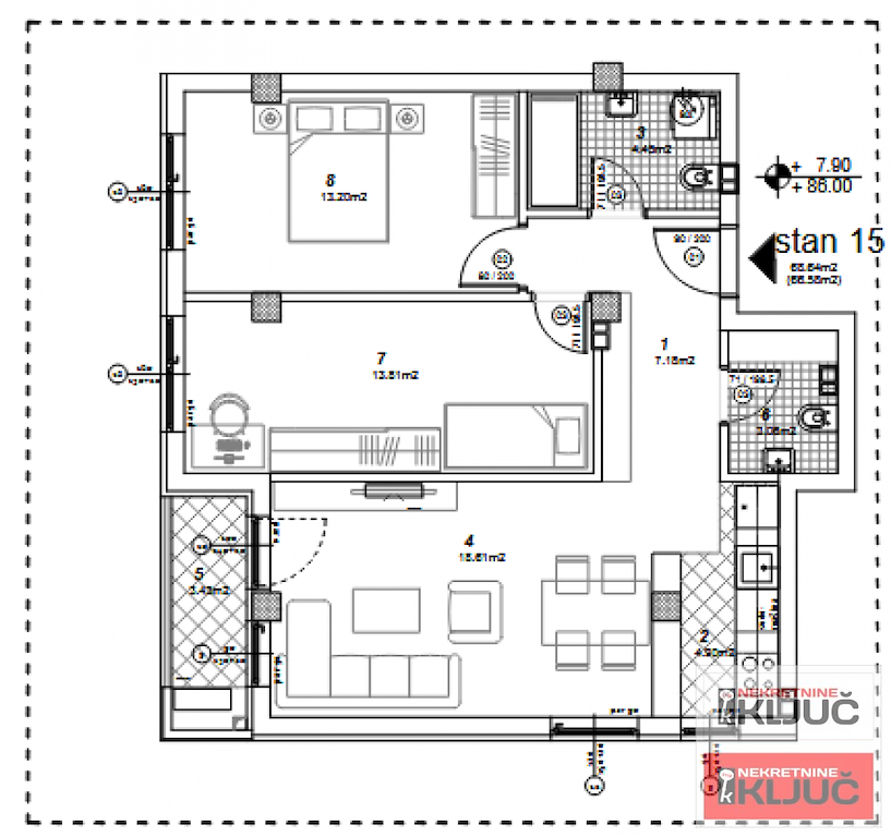 TELEP, 70m2, Trosoban sa pdv