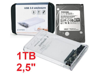 HDD 2.5 * 1TB SET USB 3.0 SATA eksterno kuciste + 1TB MQ01ABD100V TOSHIBA EE2-U3S9-6 (3899)