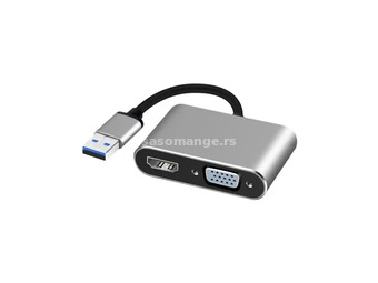 USB Adapter-konverter USB 3.0 - HDMI+VGA M/Ž Linkom