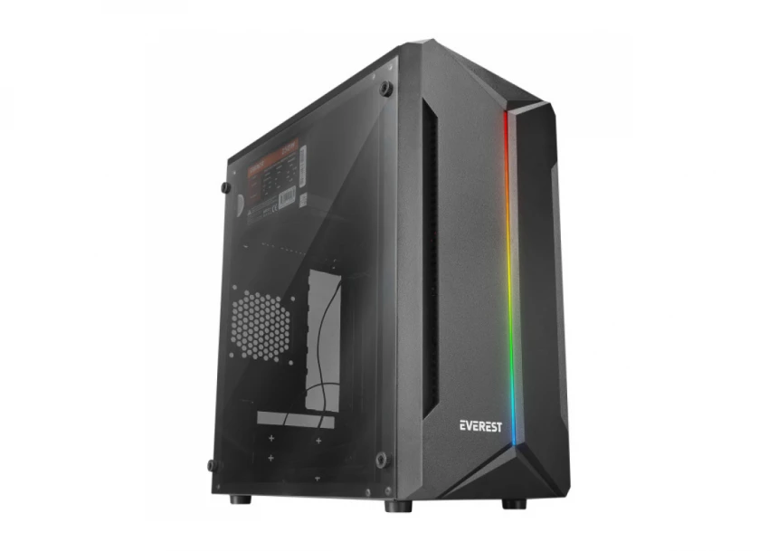 Kuciste Everest Saber 250W Akrilna stranica, M-ATX/RGB strip