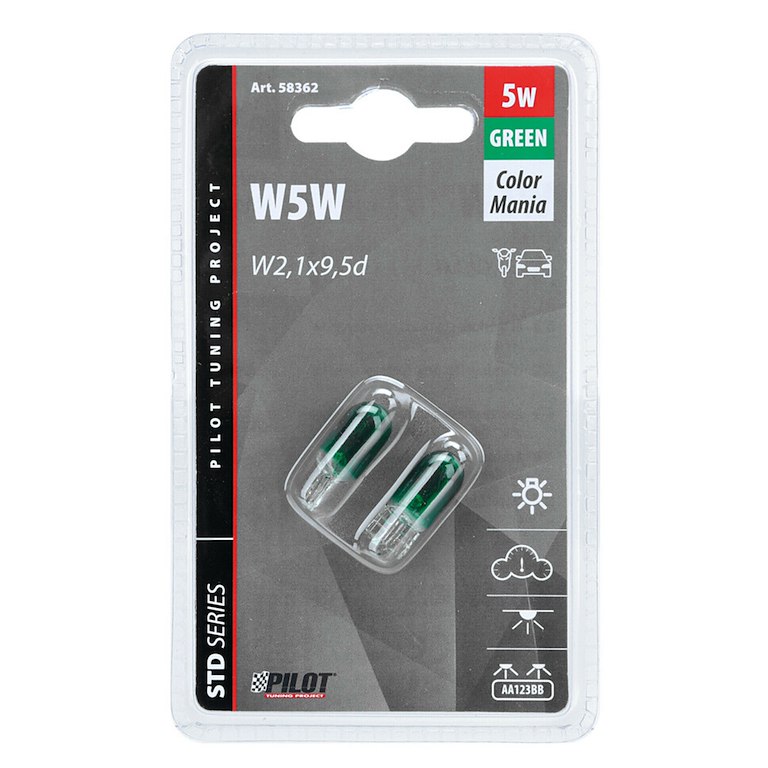 SIJ 12V5W T10 2.1W 58362 ZELENA PAR