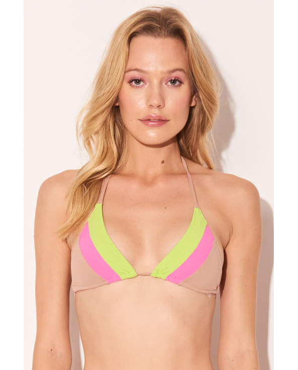 Nudebeige/Gelb/Rosa Luxus-Triangel-Top - Top Triangulo Trocolor Classico