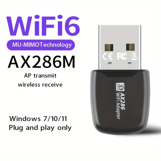 Brzi i minijaturni USB AX286M WiFi6 2.4GHz Adapter 286Mbps za Laptop i Desktop računare