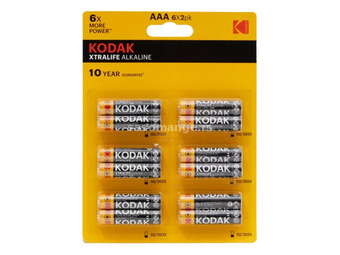 KODAK Alkalne baterije XTRALIFE AAA/6+6kom