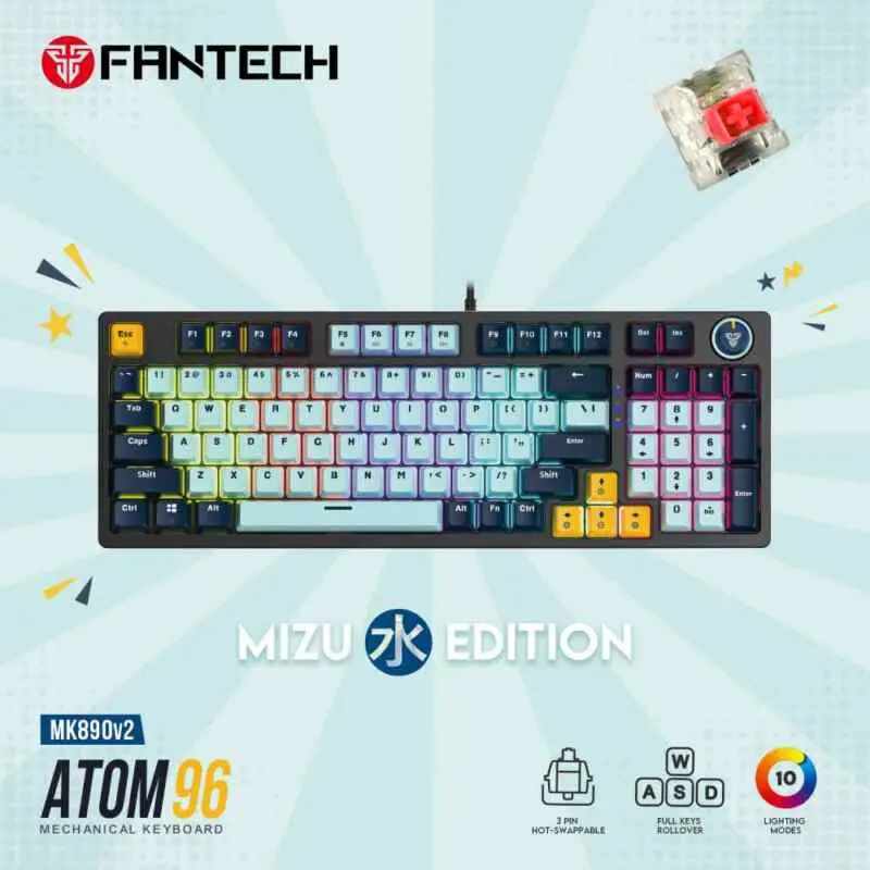 Tastatura Mehanicka Gaming Fantech MK890 RGB Atom MK96 SkyBlue Red switch