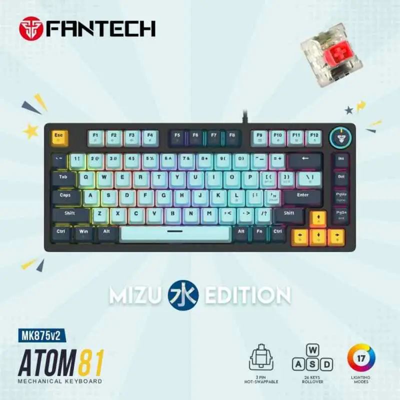 Tastatura Mehanicka Gaming Fantech MK875 RGB Atom 81 SkyBlue Red switch