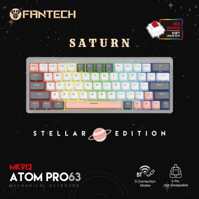 Tastatura Mehanicka Gaming Fantech MK912 RGB Atom PRO63 Bežični Saturn red switch