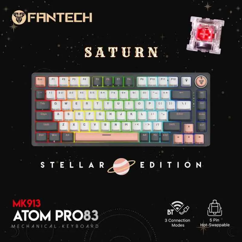 Tastatura Mehanicka Gaming Fantech MK913 RGB Atom PRO83 Bežični Saturn red switch