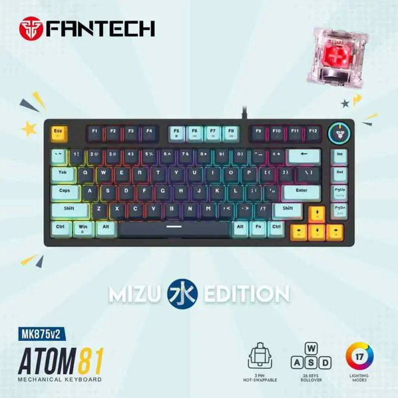 Tastatura Mehanicka Gaming Fantech MK875 RGB Atom 81 Navy Red switch