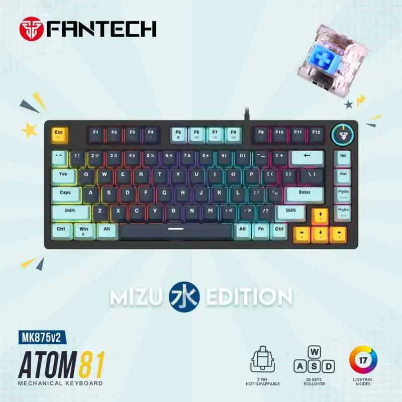 Tastatura Mehanicka Gaming Fantech MK875 RGB Atom 81 Navy Blue switch