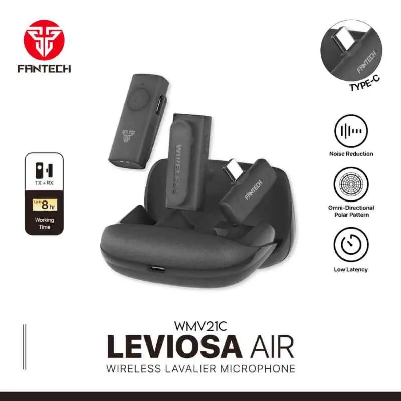 Mikrofon Bežični Fantech Lavalier Leviosa Air WMV21C Dual Mic Type C crni