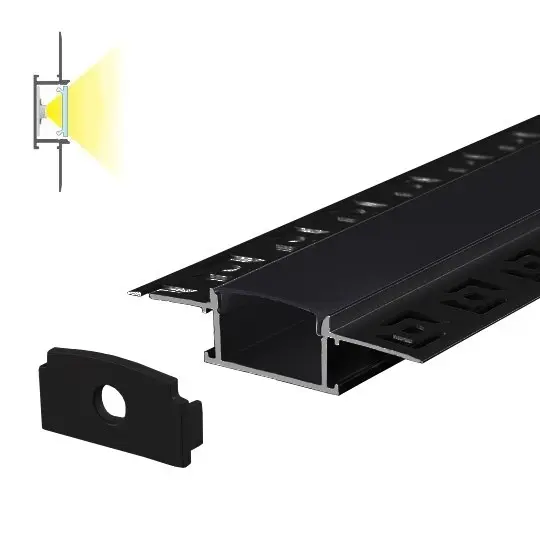 MITEA Aluminijumski profil za LED trake MA6114-CC ugradni set sa crnim difuzorom 61x14x2000mm