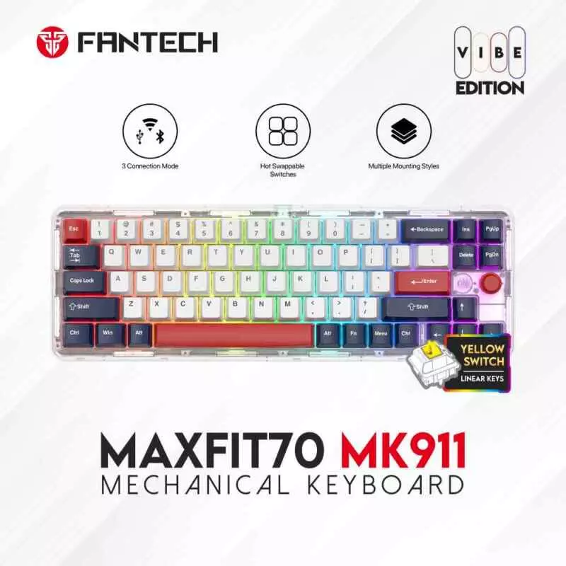 Tastatura Mehanicka Gaming Fantech MK911 RGB Vibe Maxfit 70 London Tour Bežični Yellow switch