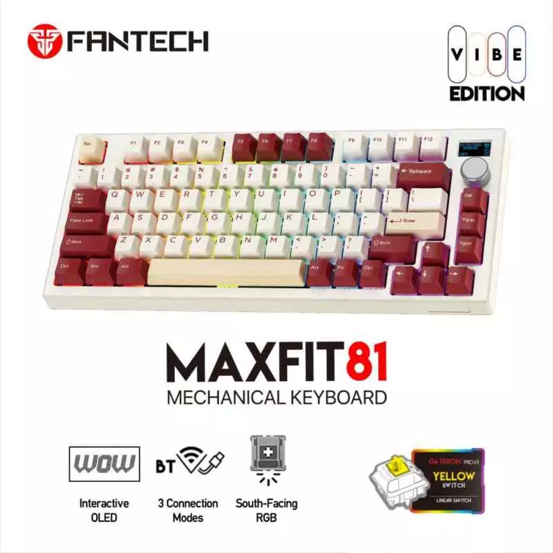 Tastatura Mehanicka Gaming Fantech MK910 RGB Vibe Maxfit 81 Royal Prince Bežični Yellow switch