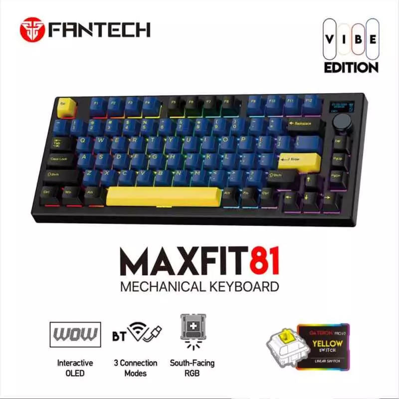 Tastatura Mehanicka Gaming Fantech MK910 RGB Vibe Maxfit 81 Grand Cobalt Bežični Yellow switch