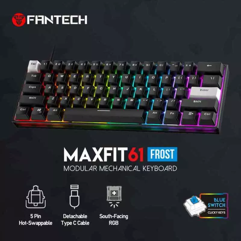 Tastatura Mehanicka Gaming Fantech MK857 RGB Maxfit61 FROST crna Blue switch