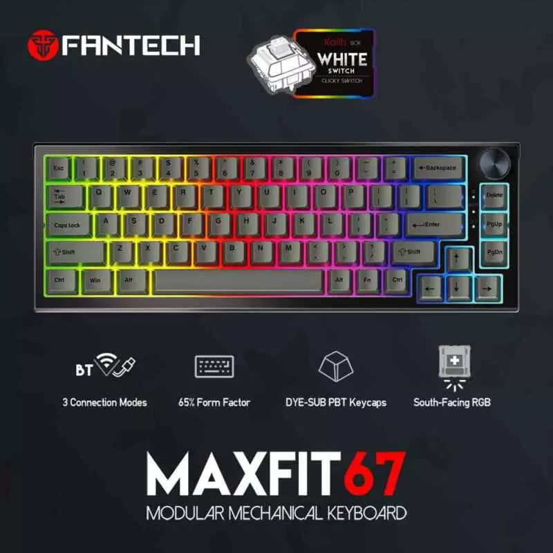 Tastatura Mehanicka Gaming Fantech MK858 RGB Maxfit67 crna white switch