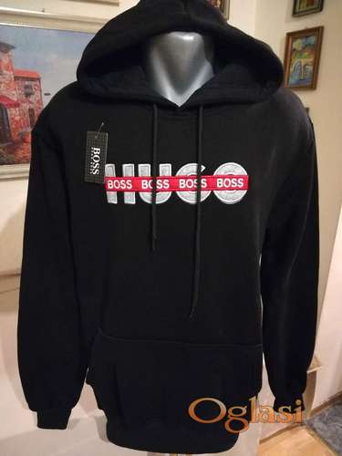 Novi muski duks sa kapuljacom Hugo Boss 2XL Crni Debeli Zimski Novo