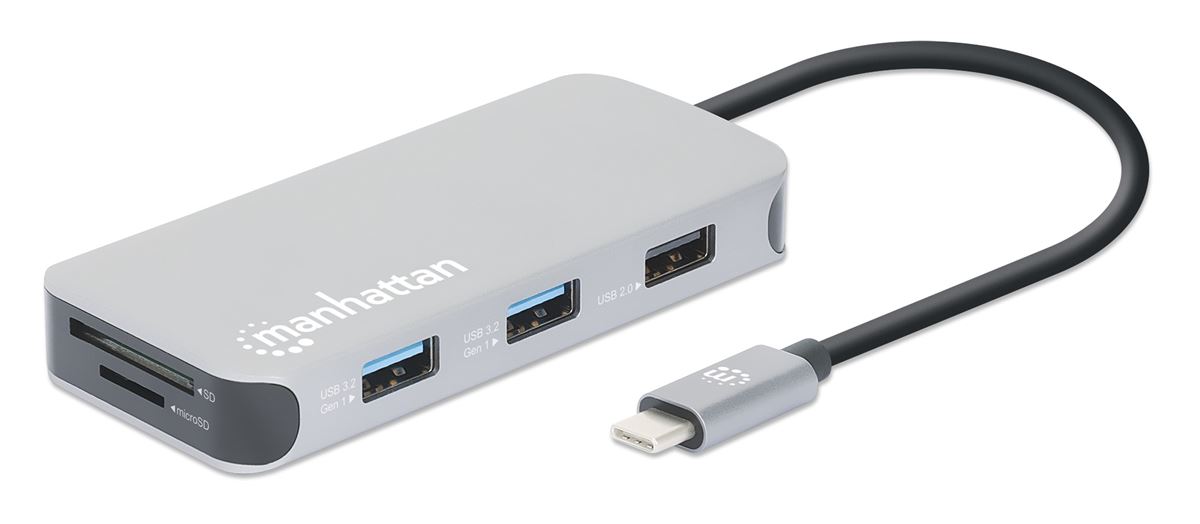 Menhattan USB-C 8-in-1 Docking Station,USB 3.0,RJ45 ,USB tip C ,HDMI,VGA,Display port,SD/microSD Card Reader,USB 2.0,130615