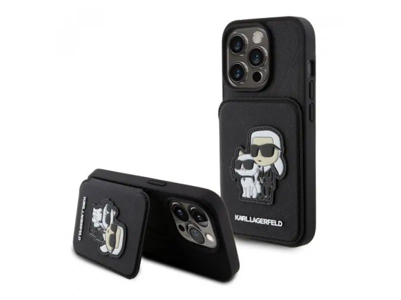 Apple Karl Lagerfeld and Choupette Maska za iPhone 15 Pro Max, Sa pregradom, Crna