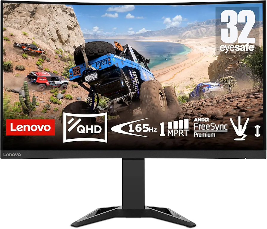 Lenovo gaming monitor 31.5"/ G32qc-30/ Curved (1500R)/ Gaming/ QHD (2560 x1440) WLED 66F2GAC1EU