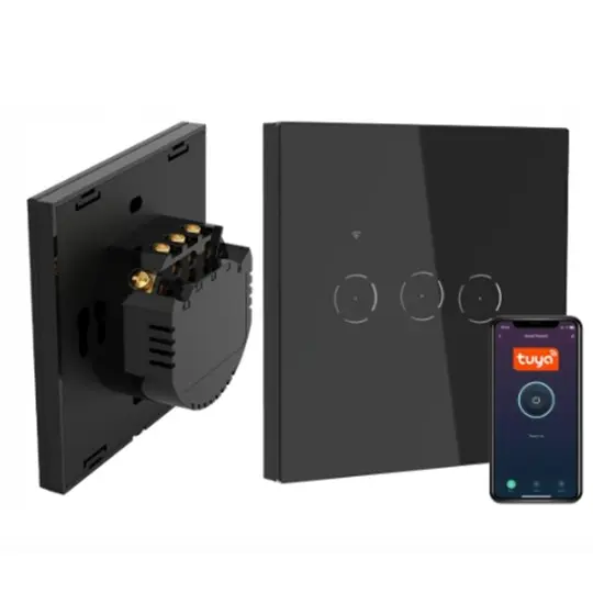 MITEA Pametni prekidač MS-701-3-C TOUCH WiFi smart breaker 10A 2.4GHZ crni