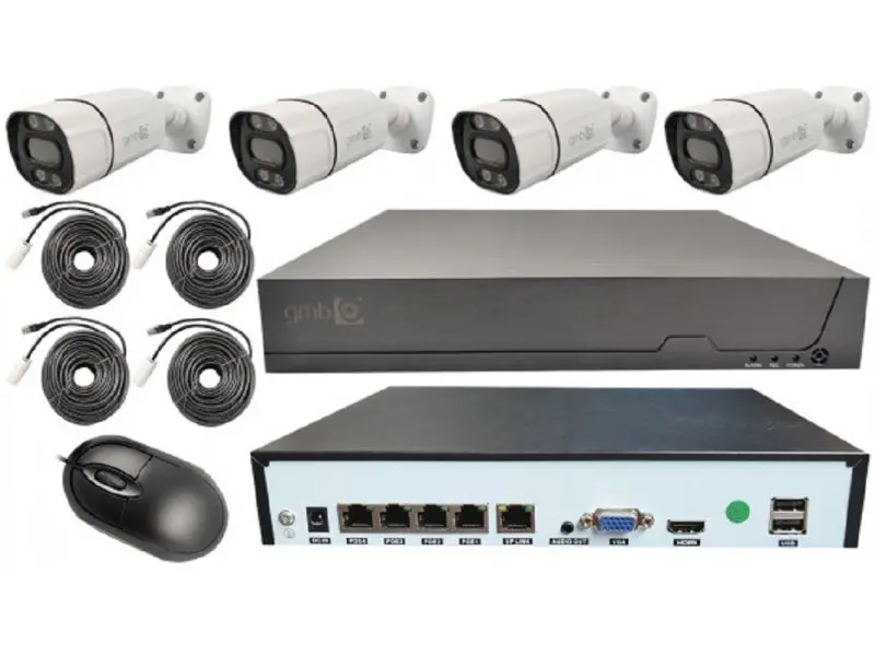 GEMBIRD CAM-IP5MP-POEKITXM4W GMB Kamera 5 mpix set full color IP 4/1 POE NVR app xmeye sa mikrofonom