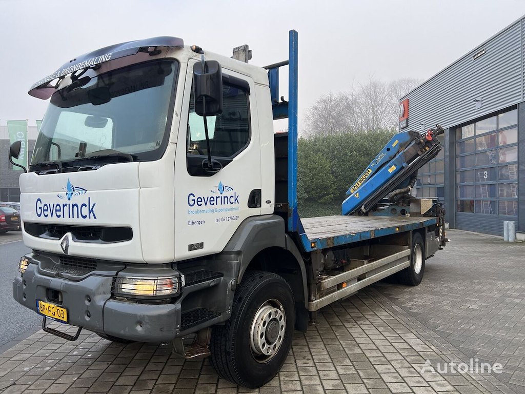 Renault KERAX 320-20 4X4 E3 / OPEN LAADBAK/ PALFINGER 16502 / kamion s ravnom platformom