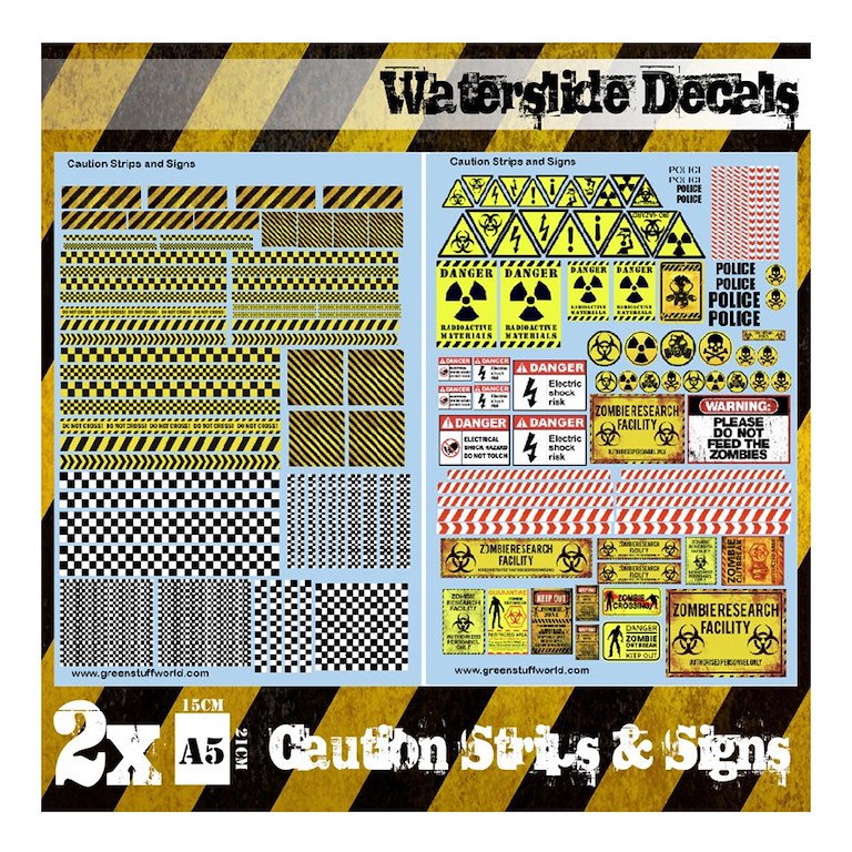 Waterslide Decals - Caution Strips and Signs