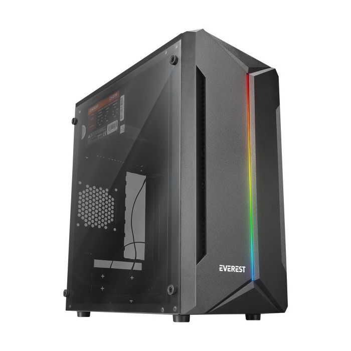 Kuciste Everest Saber 250W Akrilna stranica, M-ATX/RGB strip