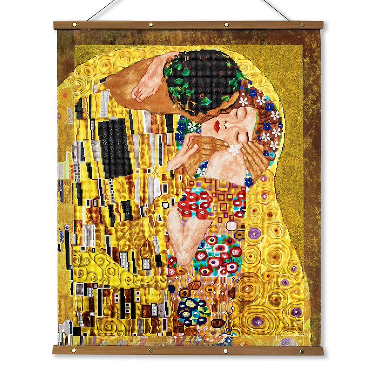 VARVIKAS Dijamantski mozaik - "Poljubac" od Gustava Klimta (zidni goblen) 56x70 cm