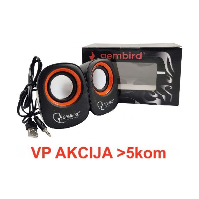SPK-107 ** Gembird Stereo zvucnici Orange/Black, 2 x 3W RMS USB pwr, 3.5mm kutija sa prozorom (379)
