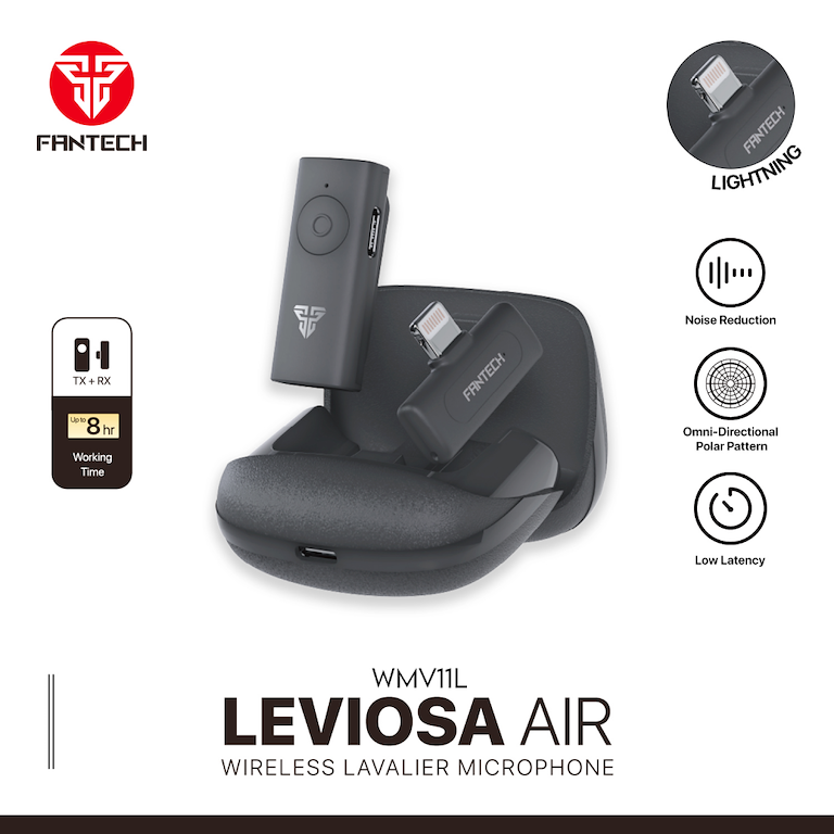 MIKROFON WIRELESS FANTECH LAVALIER LEVIOSA AIR WMV11L (SINGLE MIC) LIGHTNING