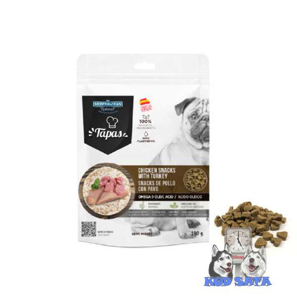 Mediterranean Natural Tapas Hipoalergene Poslastice Za Pse, Piletina i Ćurka 190g