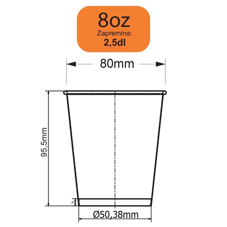 Čaša karton 8oz, 50/1 – BEO
