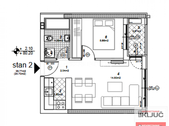 TELEP, 35m2, Dvosoban sa pdv