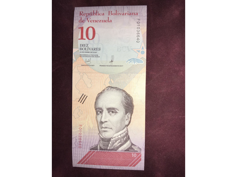 VENECUELA 10 BOLIVARES.2018. UNC.