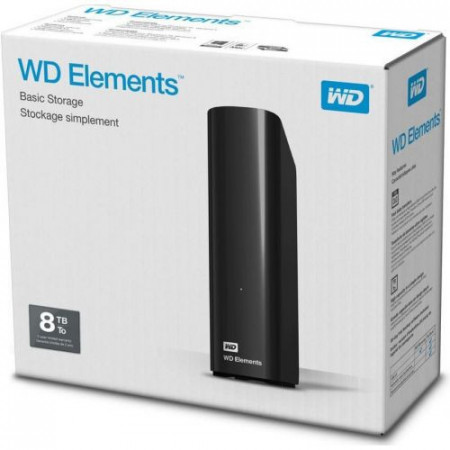 HDD External 8TB Western Digital Elements, WDBWLG0080HBK-EESN, USB 3.0, 3.5", black