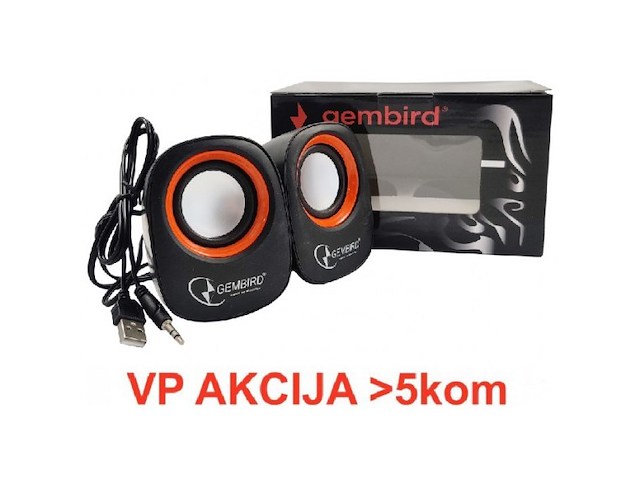 SPK-107 ** Gembird Stereo zvucnici Orange/Black, 2 x 3W RMS USB pwr, 3.5mm kutija sa prozorom (379)