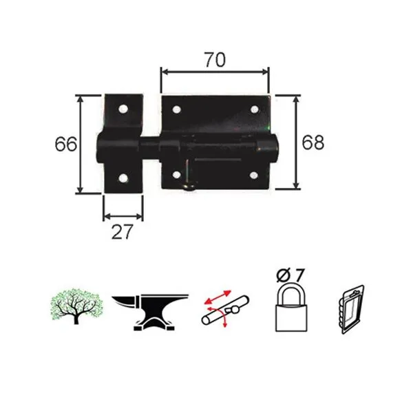 Reza za katanac 454 crna 70×68/27×66/FI7mm DBP1 (0123009)