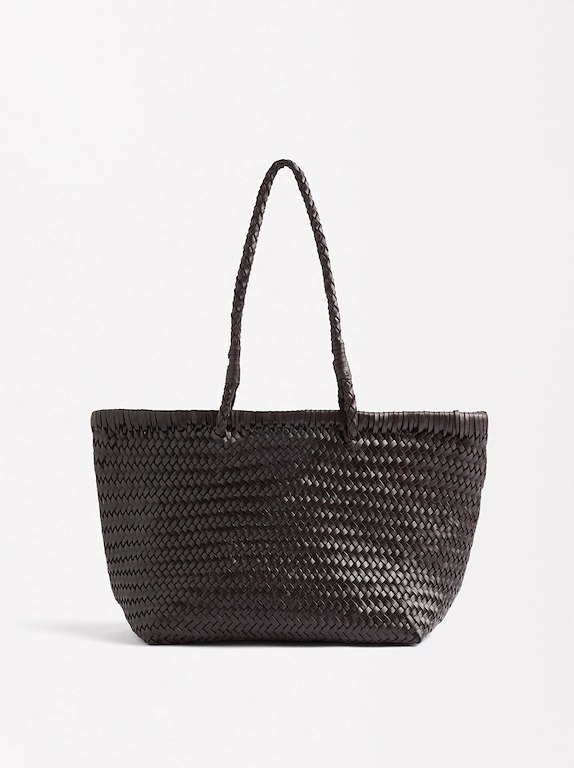 Woven Leather Shopper Bag