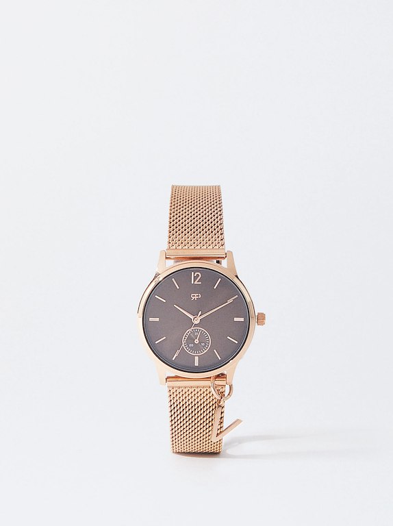 Watch with stainless steel mesh strap