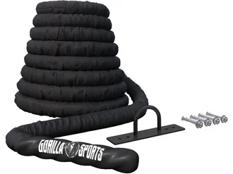 GORILLA SPORTS Kanap za trening Battle Rope sa zidnim nosačem (1200 cm x 3,8 cm)