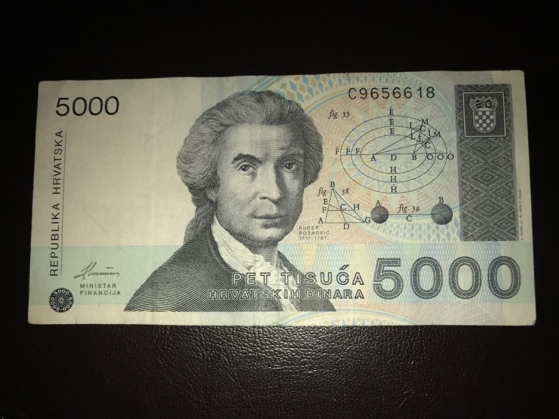 HRVATSKA 5000 DINARA.