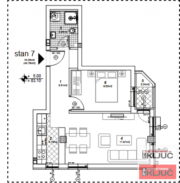 TELEP,43 m2, Dvosoban sa pdv