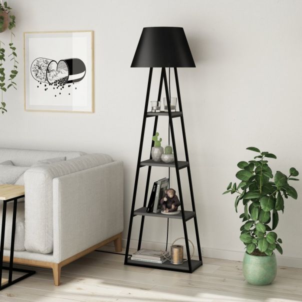 HANAH HOME Podna lampa Pal Anthracite Black