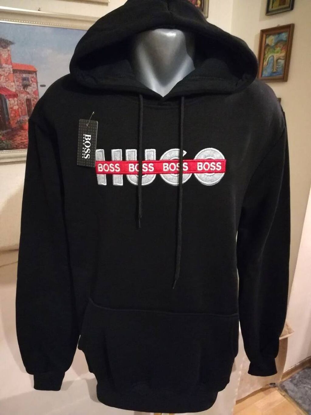 Duks, 2XL (EU 56), Hugo Boss, bоја - Crna, Sa kapuljačom