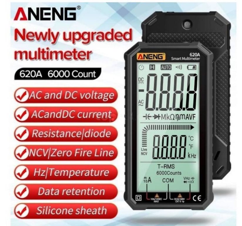 Aneng 620a 4.7-inch lcd digital smart true rms multimeter unimer